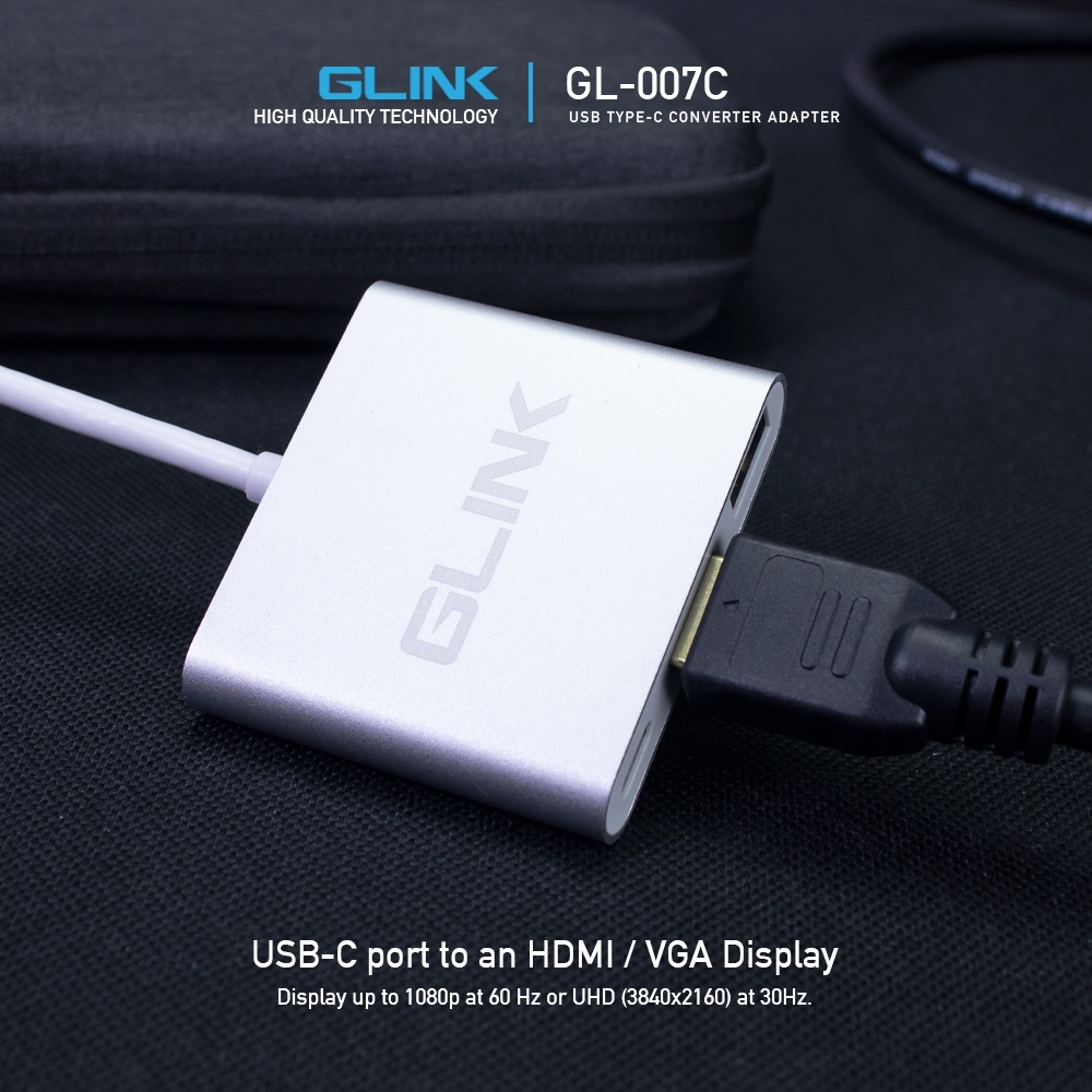 GLINK GL-007C 3 IN 1 USB TYPE-C TO TYPE-C + HD-MI + USB 3.0 CONVERTER ADAPTER (CB334SR) | Shopee ...