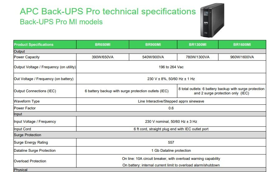 APC Back UPS Pro BR 900VA, 6 Outlets, AVR, LCD Interface BR900MI ...