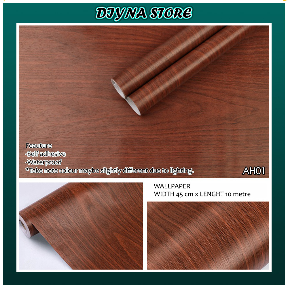 Wallpaper PVC 45cm x 10m Wallpaper Kertas Dinding Urat Kayu Wall paper ...