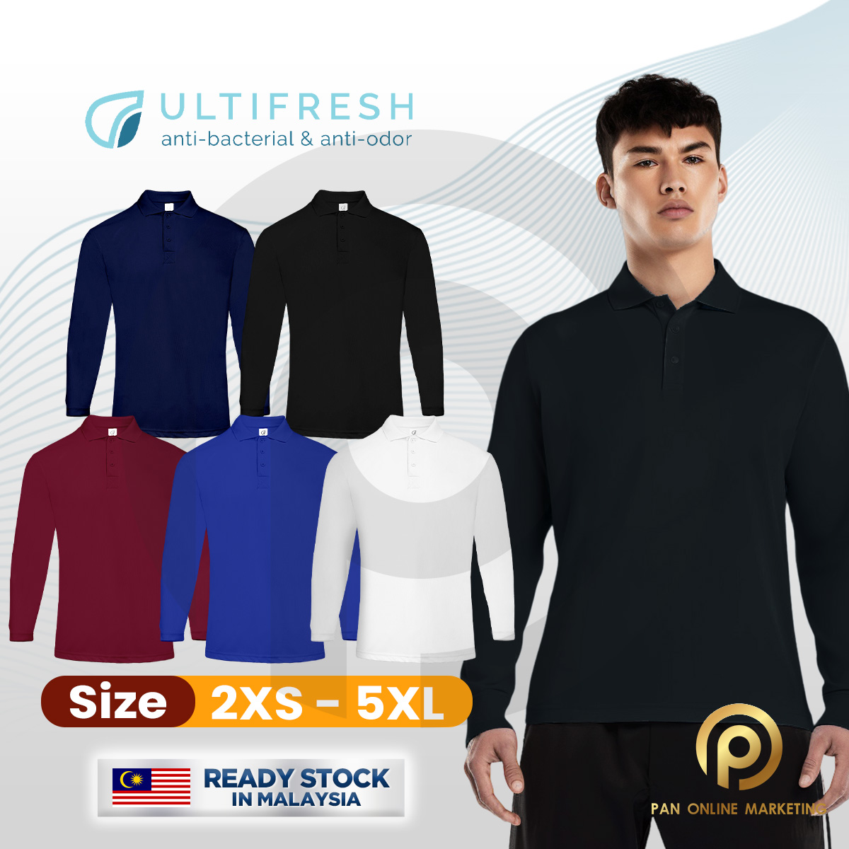 Ultifresh Polo Long Sleeve Shirt Microfiber Men UDF27 1.0 tshirt Baju ...