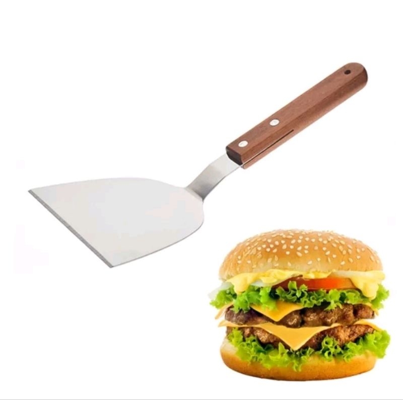 Teppanyaki Turner Stainless Steel Scraper Griddle Spatula Cooking Steak ...