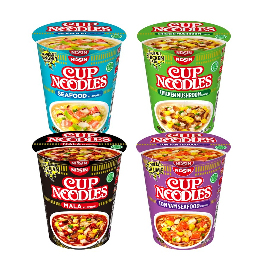 (Halal) Nissin Cup Noodles - Seafood / Tom Yam Seafood / Chicken Mushroom / Mala 69-71G | Shopee ...