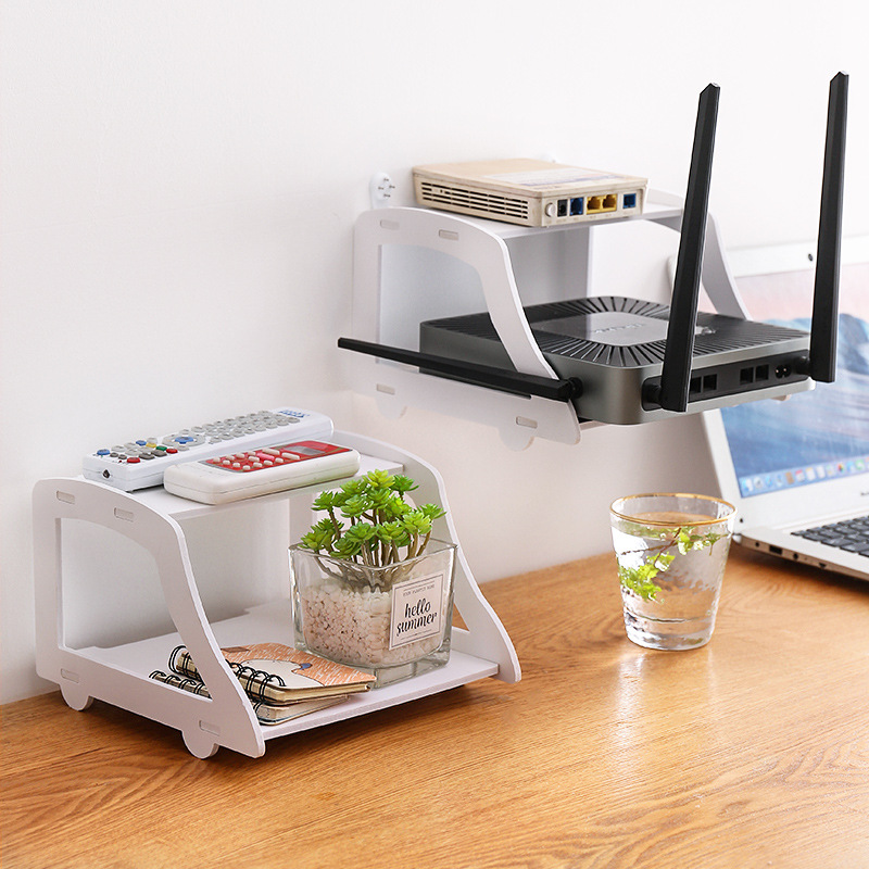 WALL MOUNTED DOUBLE LAYER SHELF MODEM RACK TV BOX DEVICE RACK WALL ...