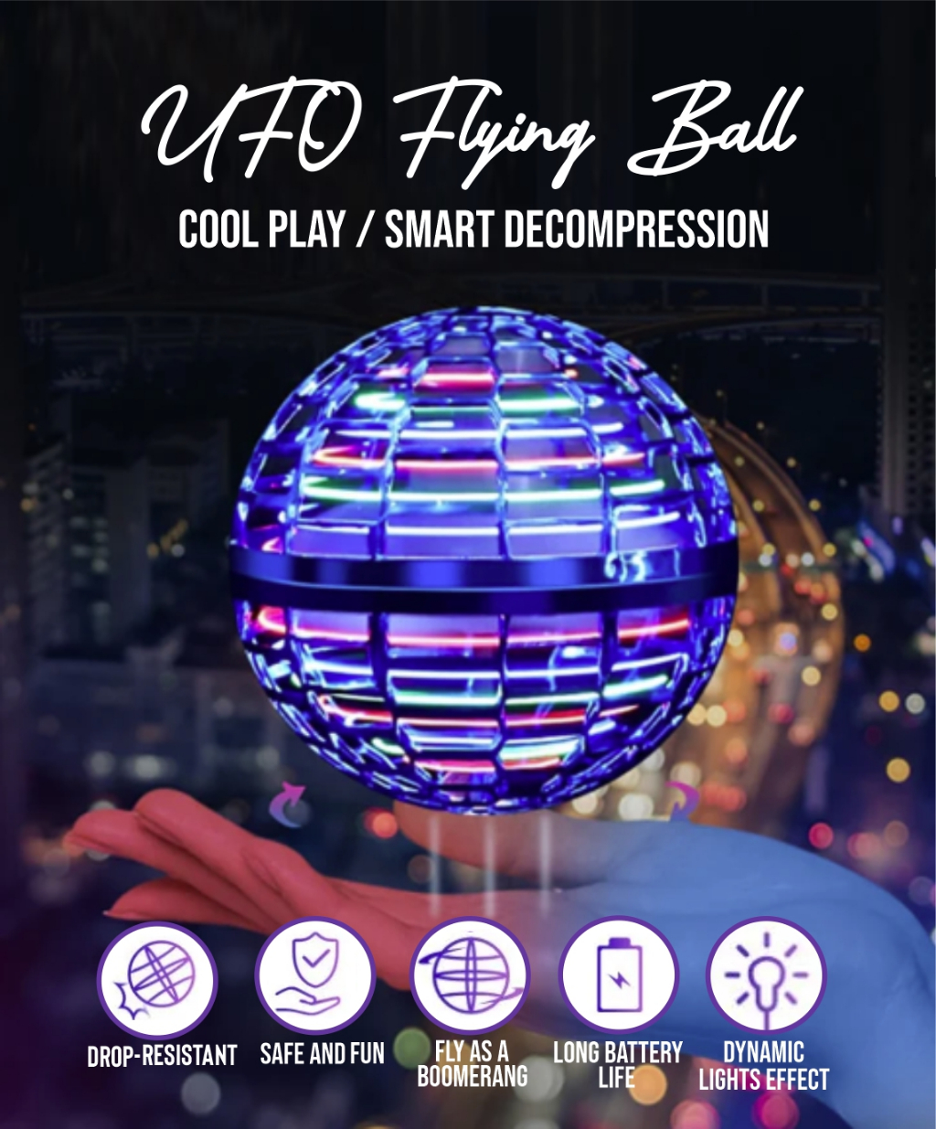 Flying Orb Toys with 360 Rotating Flynova Pro UFO Flying Toy Built-in ...