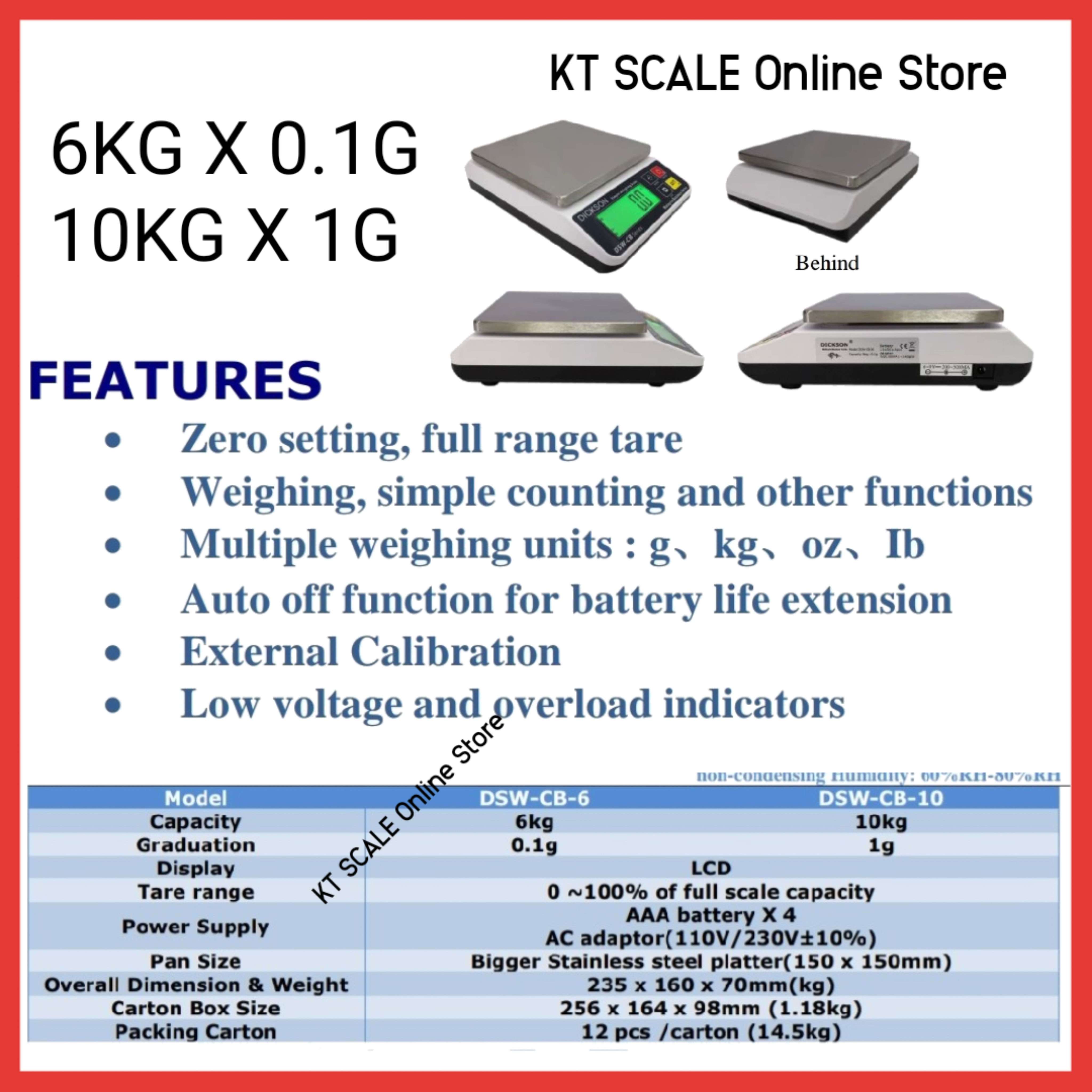 10KG / 6KG DICKSON DIGITAL WEIGHING SCALE DSW-CB SERIES | Shopee Singapore
