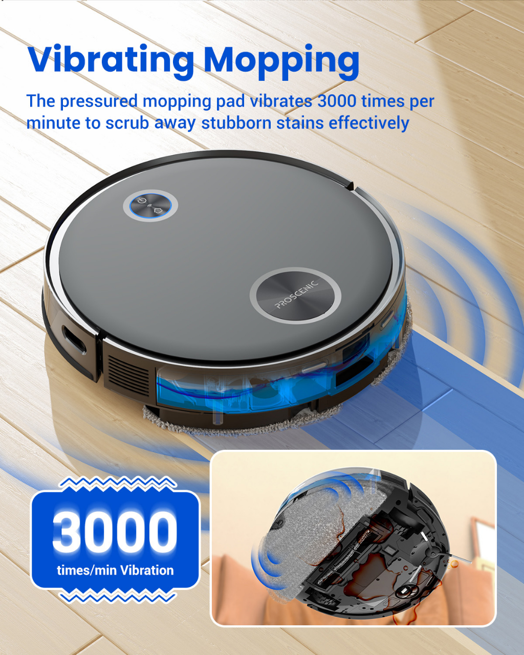 Dibea x Proscenic V10 Robot Vacuum Cleaner | 3000pa Suction | Vibrating Sweeping & Mopping ...