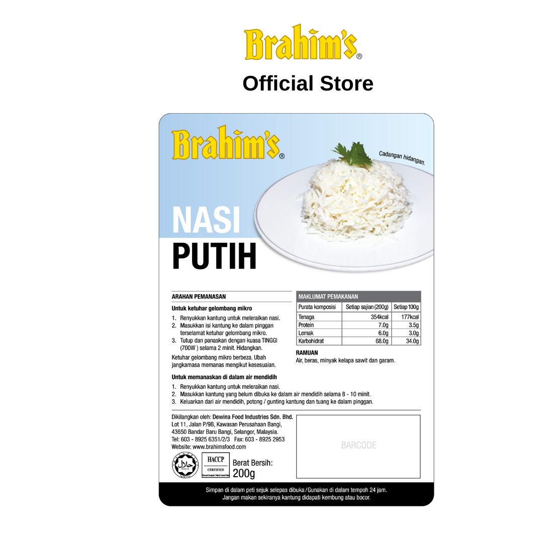 Nasi Putih Brahim's - White Rice (200g) | Shopee Singapore