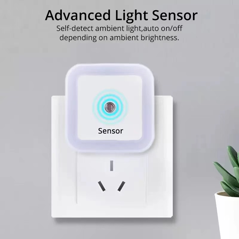 LED Light Socket Plug Automatic Night Auto Sensor Lamp Indoor Bedroom ...