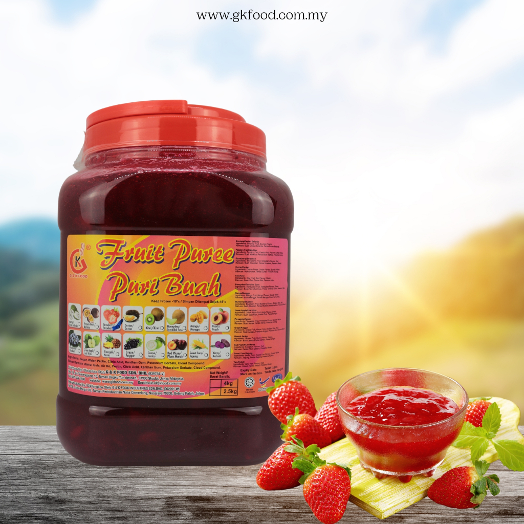 G&K Strawberry Puree 4kg | Puri Strawberi Pekat Halal | Strawberry ...