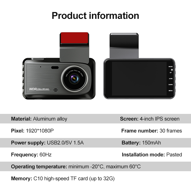 Dash Cam Front and Rear WiFi Dual Channel Recording Full HD 1080P (4 ...