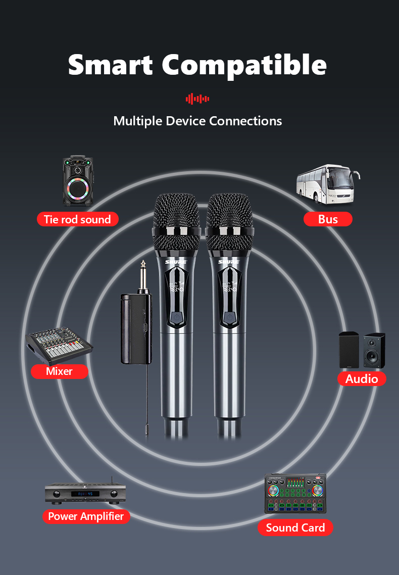 SG Stock Shuer Wireless Microphone 50 Receiving Range UHF Universal ...