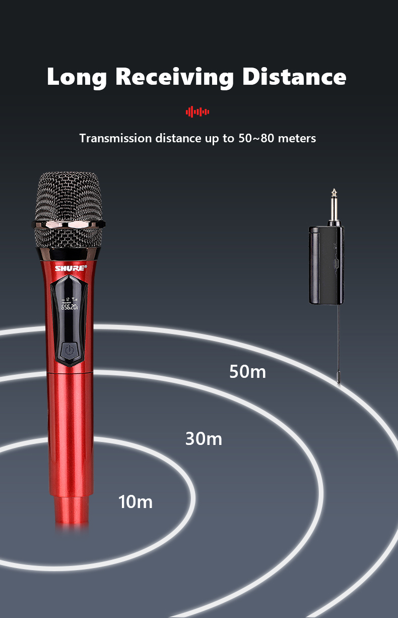 SG Stock Shuer Wireless Microphone 50 Receiving Range UHF Universal ...