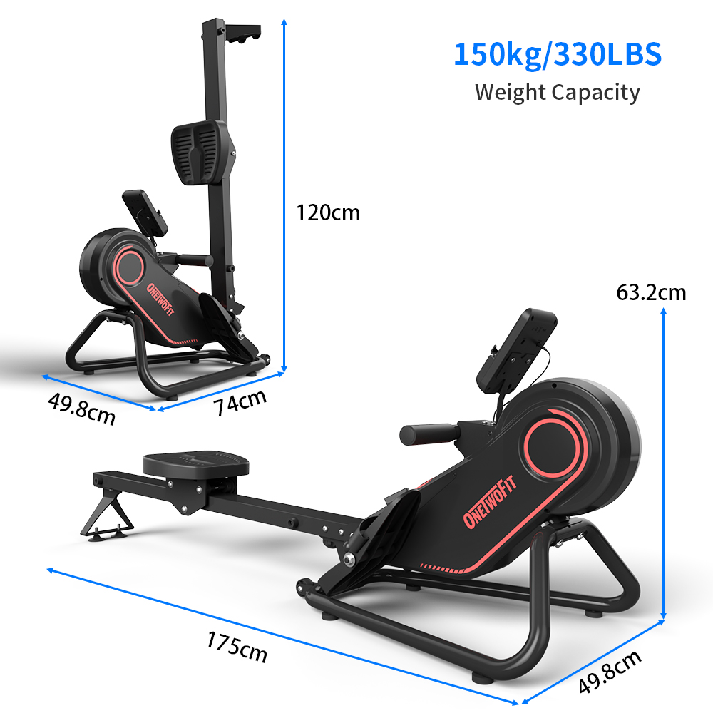OneTwoFit New Rowing Machine 10-level Adjustable Resistance Rower with ...