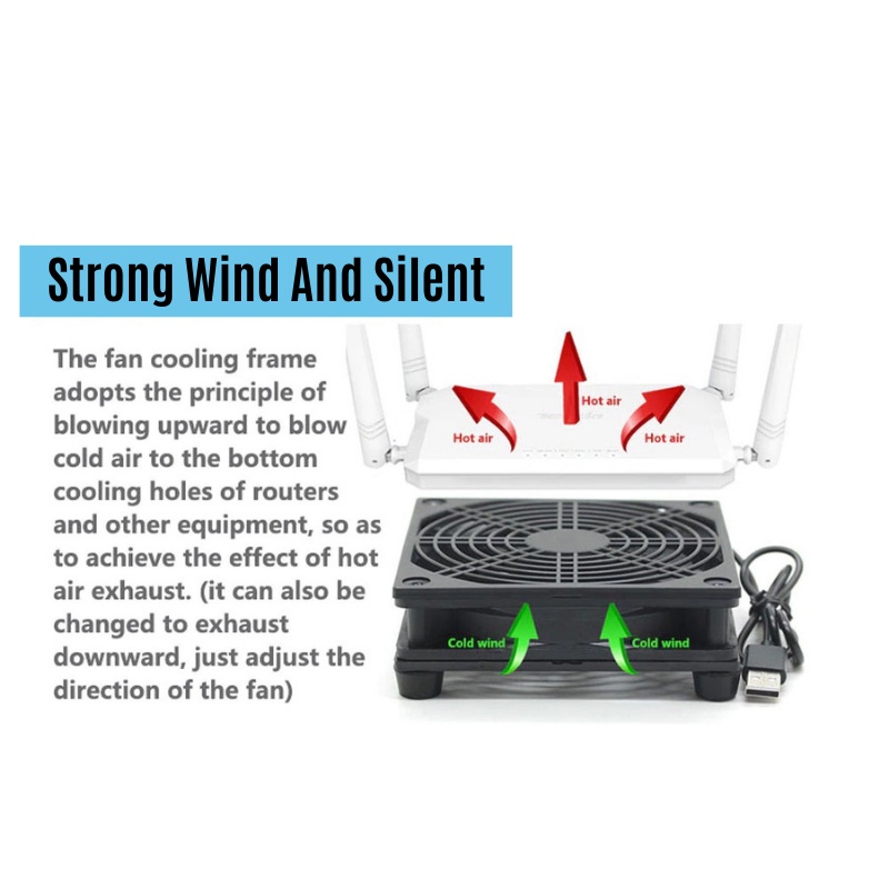 1200RPM Powerful WiFi Router Cooling Fan Modem TV Box Cooler Fan 12cm ...