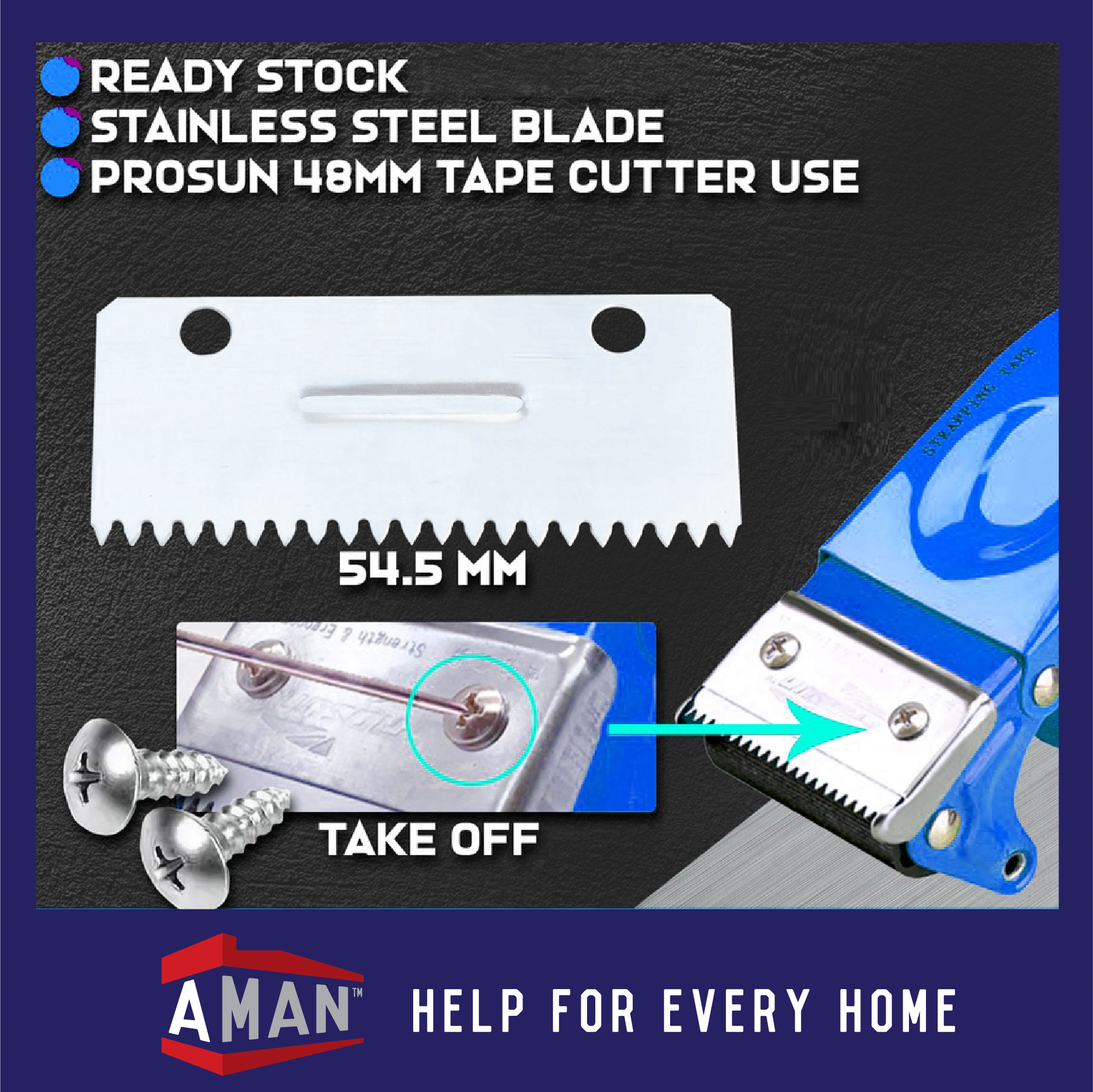 PROSUN PS8050 OPP Tape Dispenser Blades Tape Cutter Stainless Steel ...