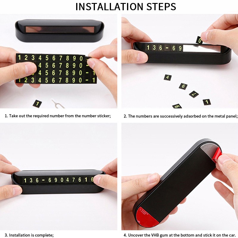 Temporary Parking Phone Number Card Display Holder Car Dashboard ...