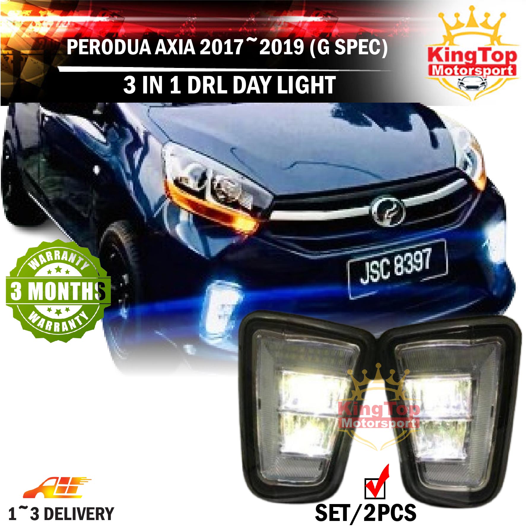 Perodua Axia 2017-2019 (G SPEC) Front Bumper Led Drl Daylight Light ...