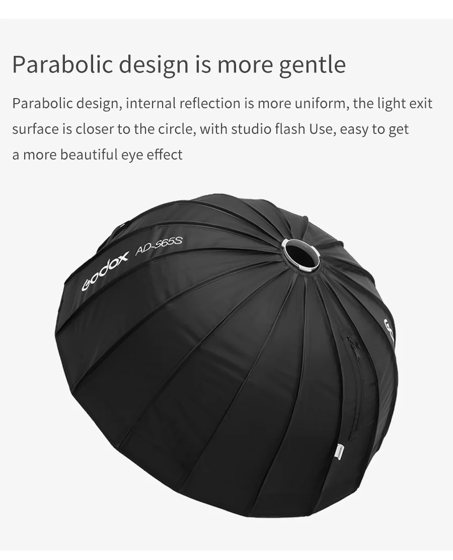Godox AD-S65S ADS65S 65cm Silver Deep Parabolic Softbox with Honeycomb ...