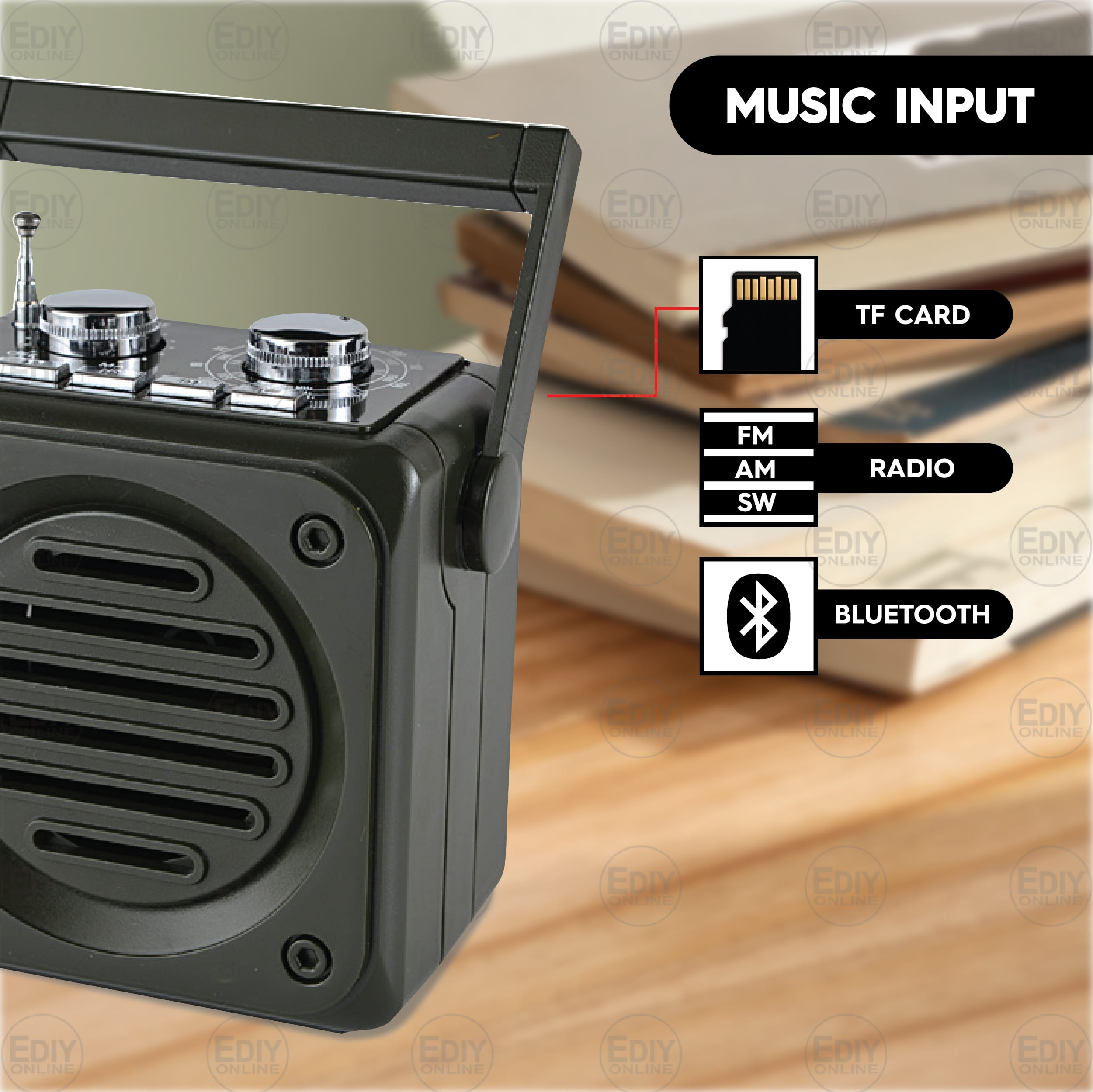 Mini Radio With Antenna 】Portable Retro Speaker FM Bluetooth MP3Player ...