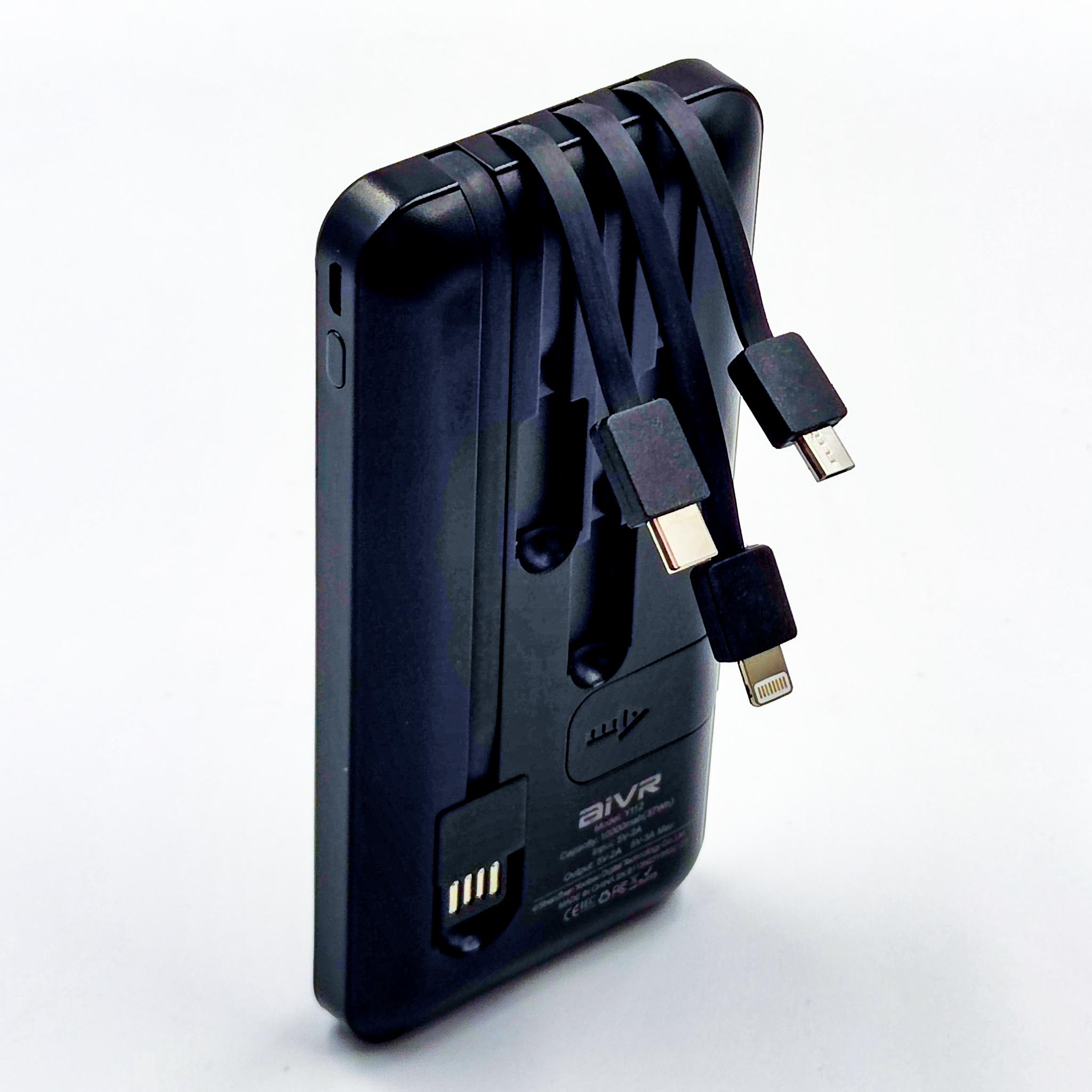 AIVR Y112 10,000mAh Powerbank with Built-in 3-in-1 Cable (Black / White ...