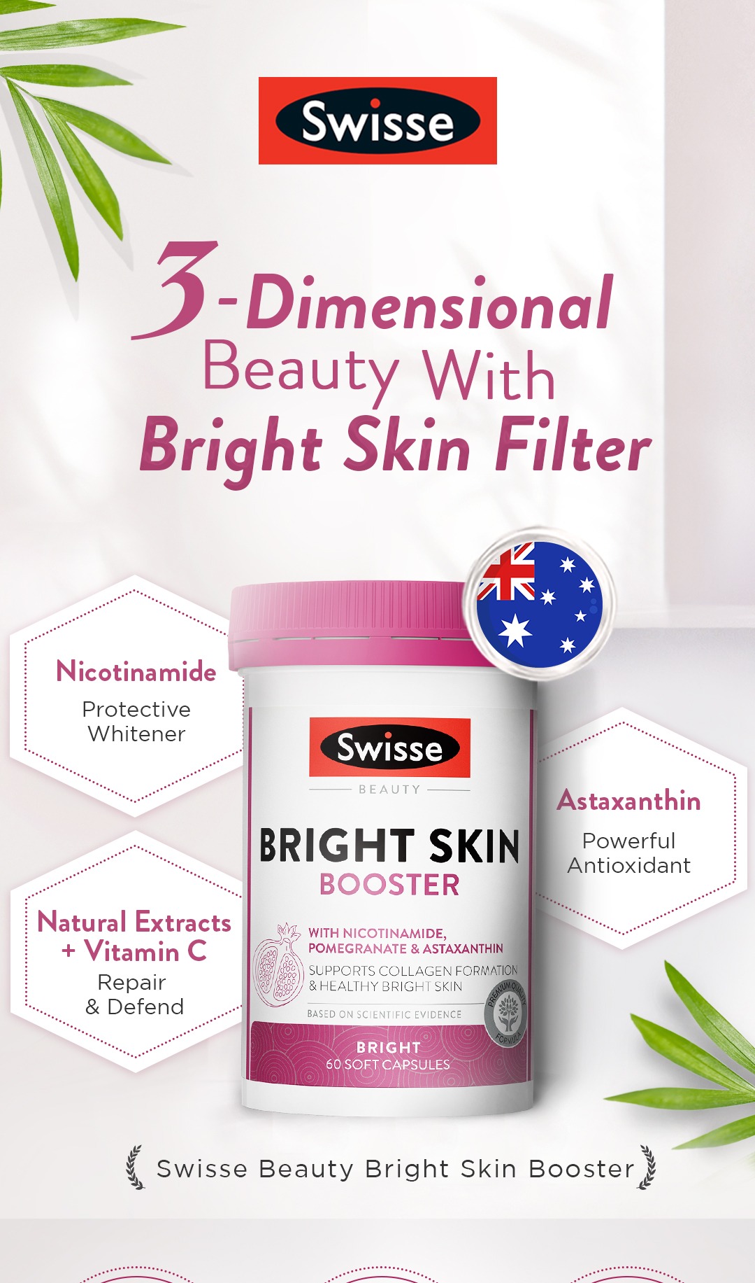 Swisse Beauty Bright Skin Booster 60 Soft Capsules (EXP:06 2027 ...