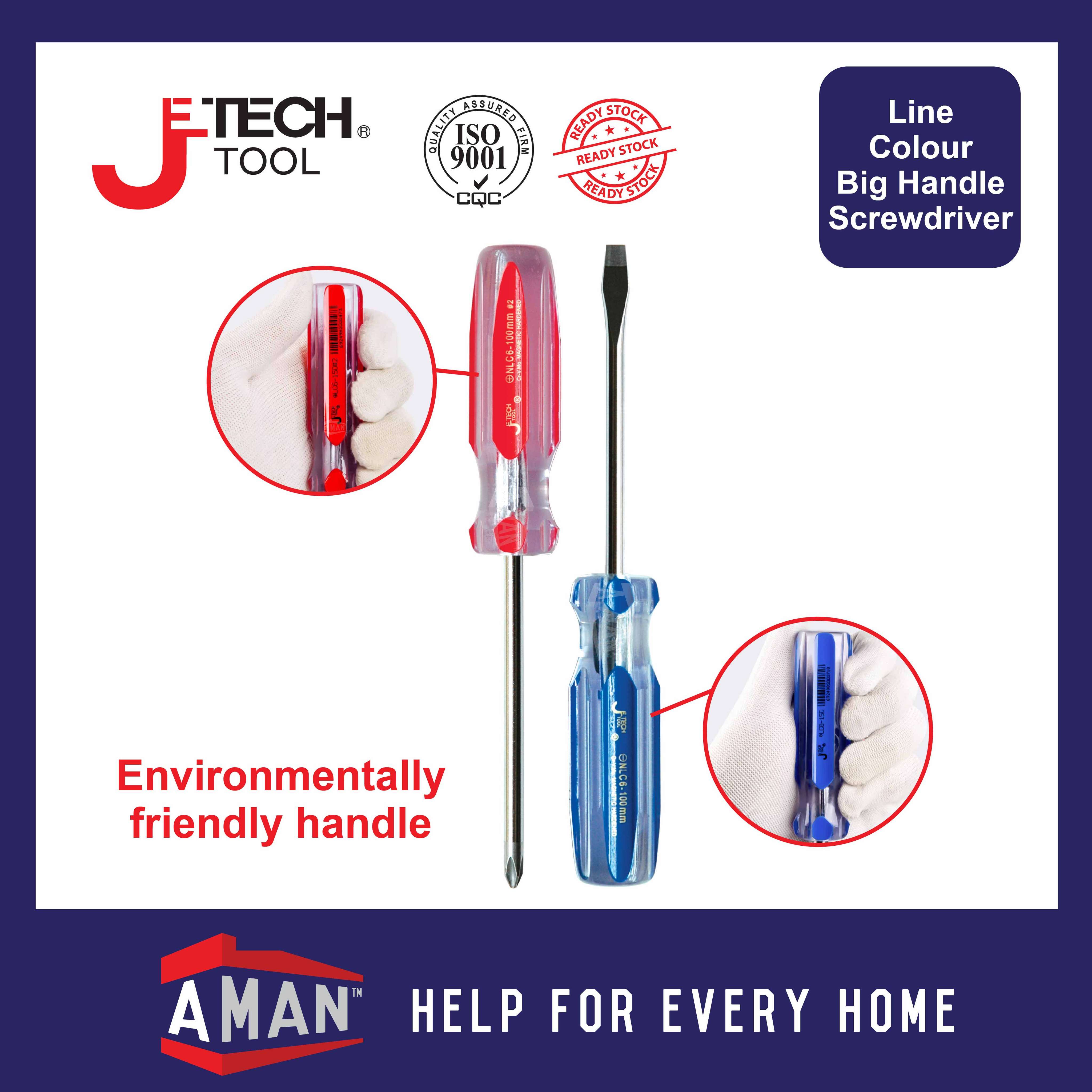 JETECH Magnetic Screwdriver Line Colour Big Handle Philip Flat ...