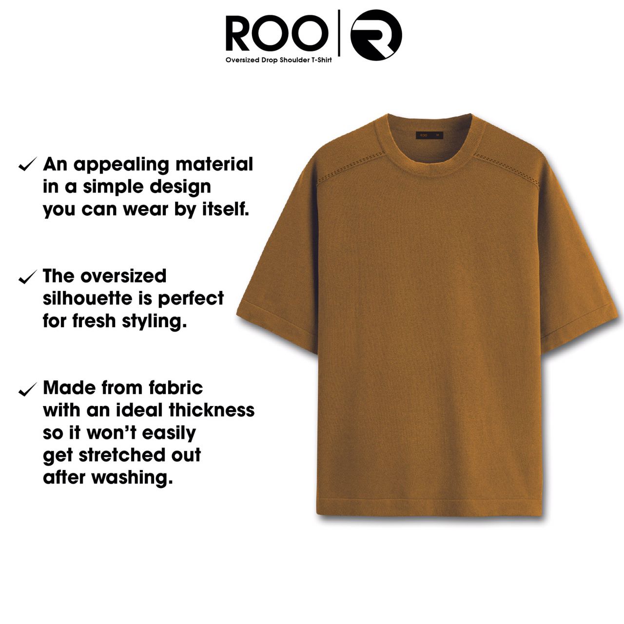 ROO Oversized Drop Shoulder T-Shirt 200 GSM 100% Cotton | Shopee Singapore