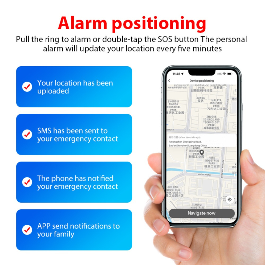 TUYA BLUETOOTH SMART Personal Alarm Location Tracker SOS Panic Button Emergency Keychain 个人防狼定位器 ...