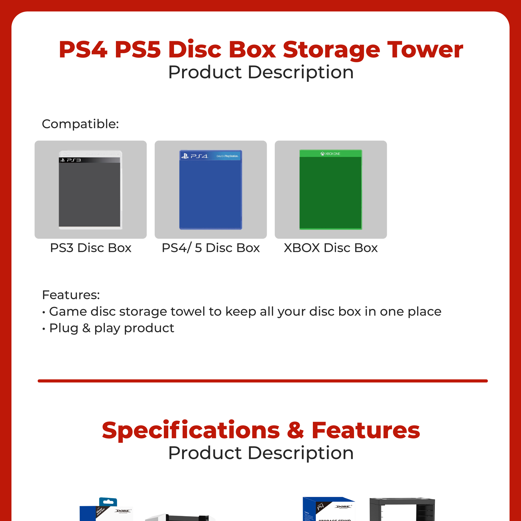 DOBE PS5 Disc Storage Stand 12Slot 18Slot 36Slot for PS4 Xbox Game Disc ...