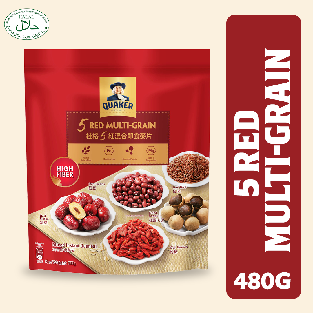 Quaker Five Red Multigrain (480g) 桂格五(5)红混合即食燕麦片 (480g) | Shopee Singapore