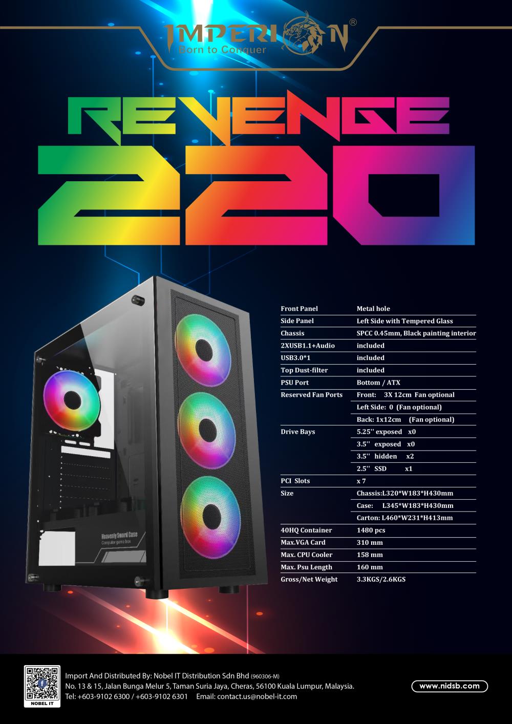 Imperion REVENGE 220 RGB Tempered Glass Mid Tower ATX Gaming Casing ...
