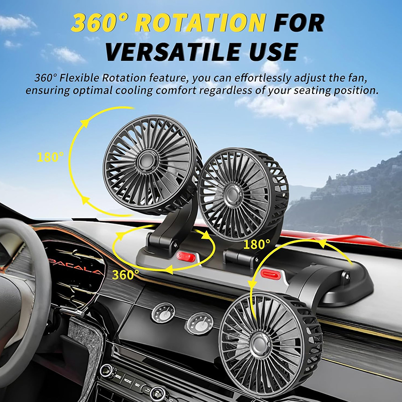 Car Strong Dual Fan Air Conditioning Double Booster Cooler 360 Desktop ...