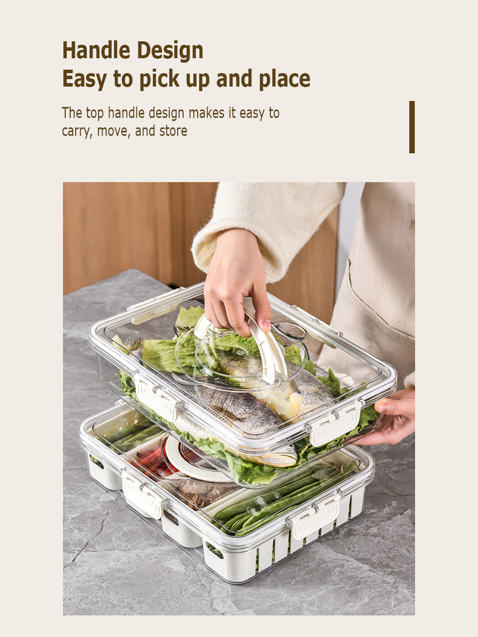 Moda Home Food Storage Container Transparent Compartment Fresh-keeping ...