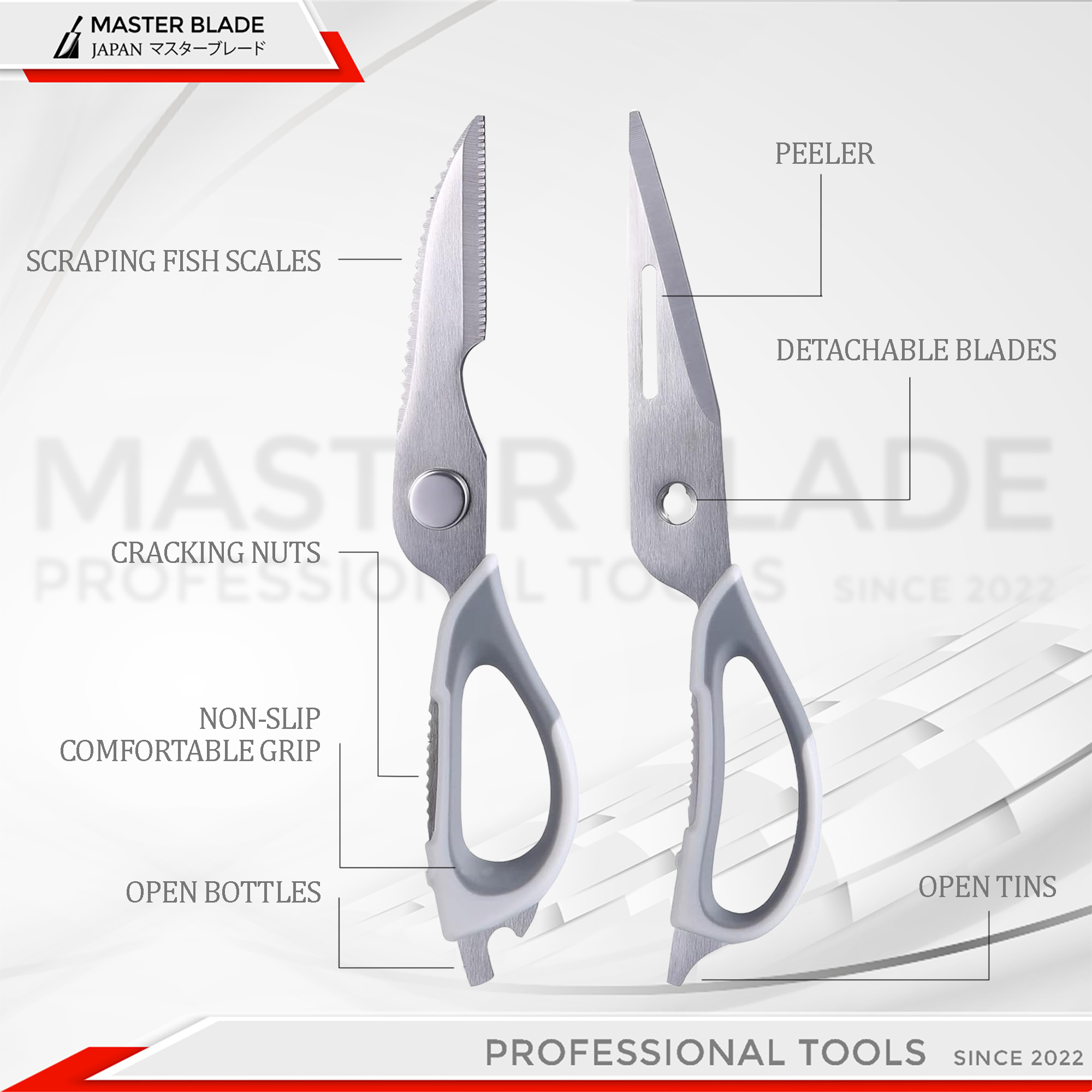 MASTER BLADE Kitchen Scissors Gunting Dapur Heavy Duty Stainless Steel ...