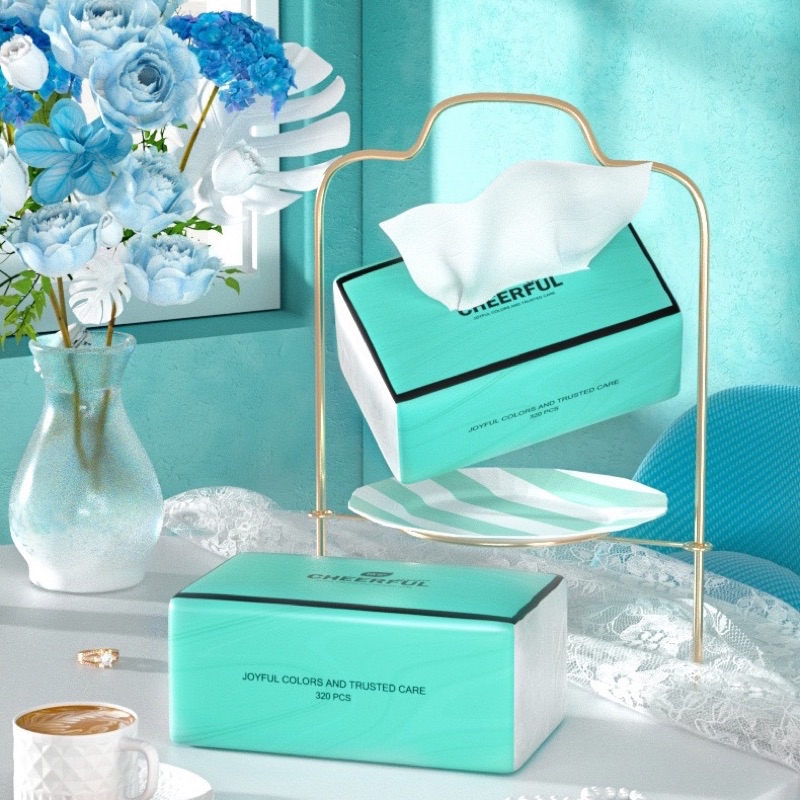 【80pulls*4ply/Pack】Cheerful Turquoise Facial Tissue/Tissue Paper ...