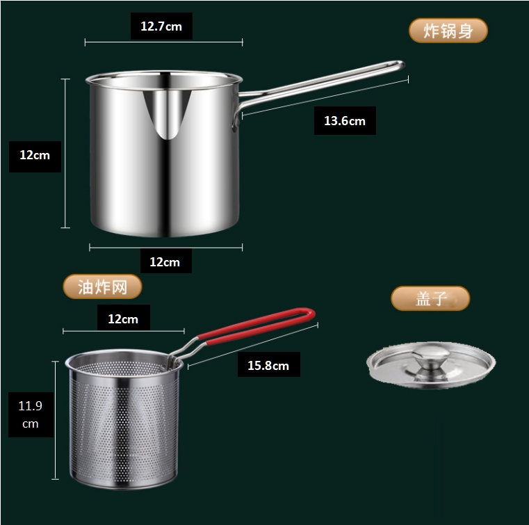 Premium SUS 304 Stainless Steel Mini Frying Pot With Filter Basket ...