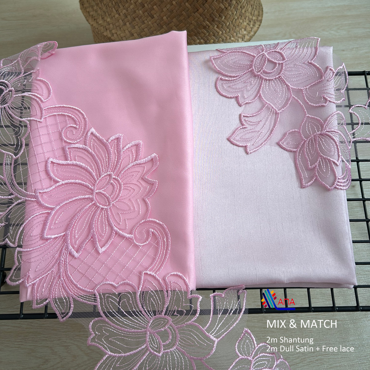 【FREE LACE】Mix Match Korean Shantung Silk Match Dull Satin Japan/Toyobo ...