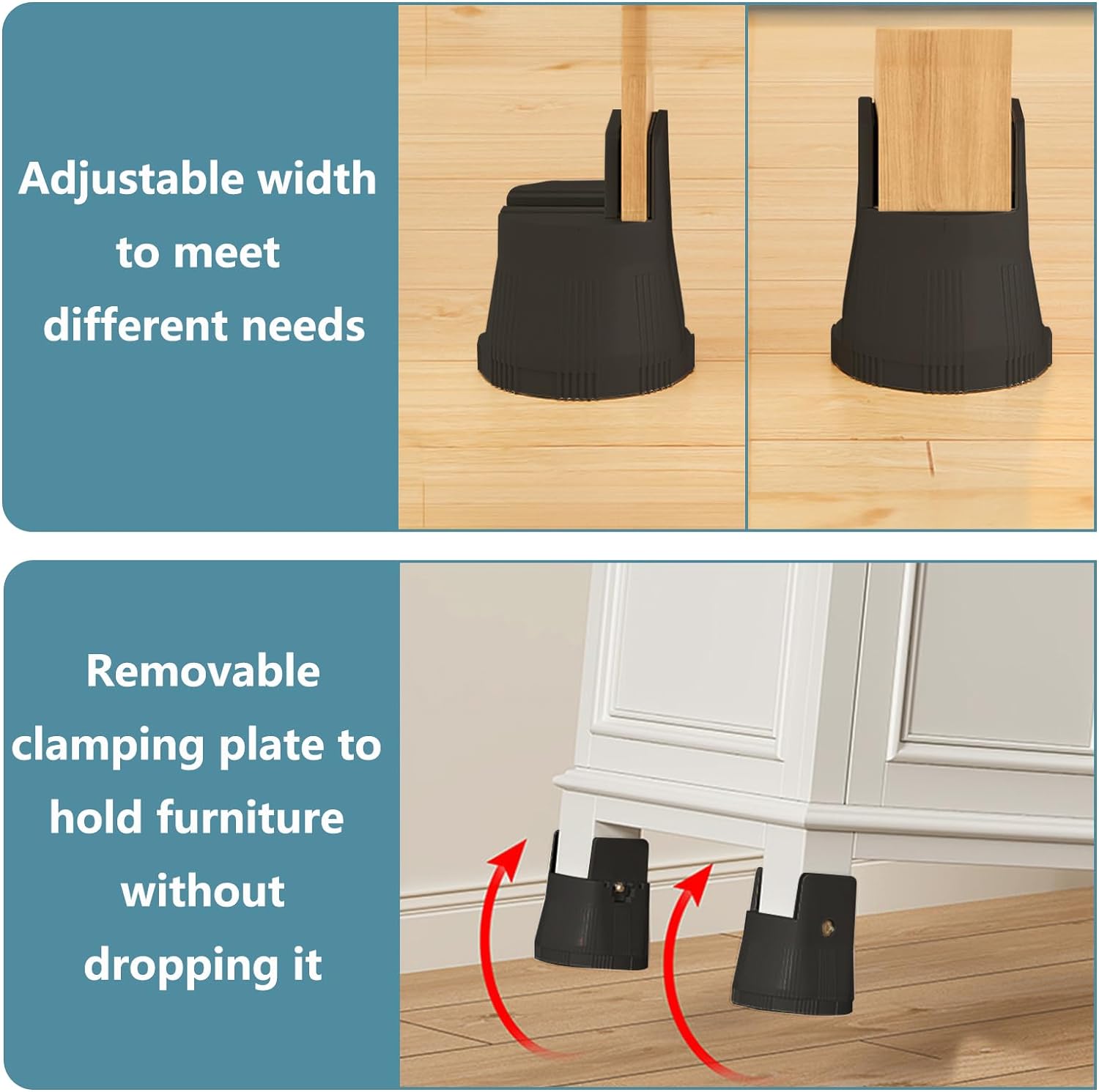 4PCS Bed Foot Booster Mats Chair Leg Risers Adjustable Chair Feet Riser ...