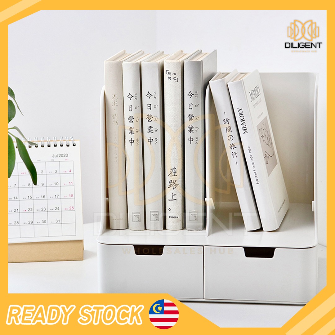 【D325】Stander Buku Serbaguna Ins Style Books Stand With Drawer Desktop ...