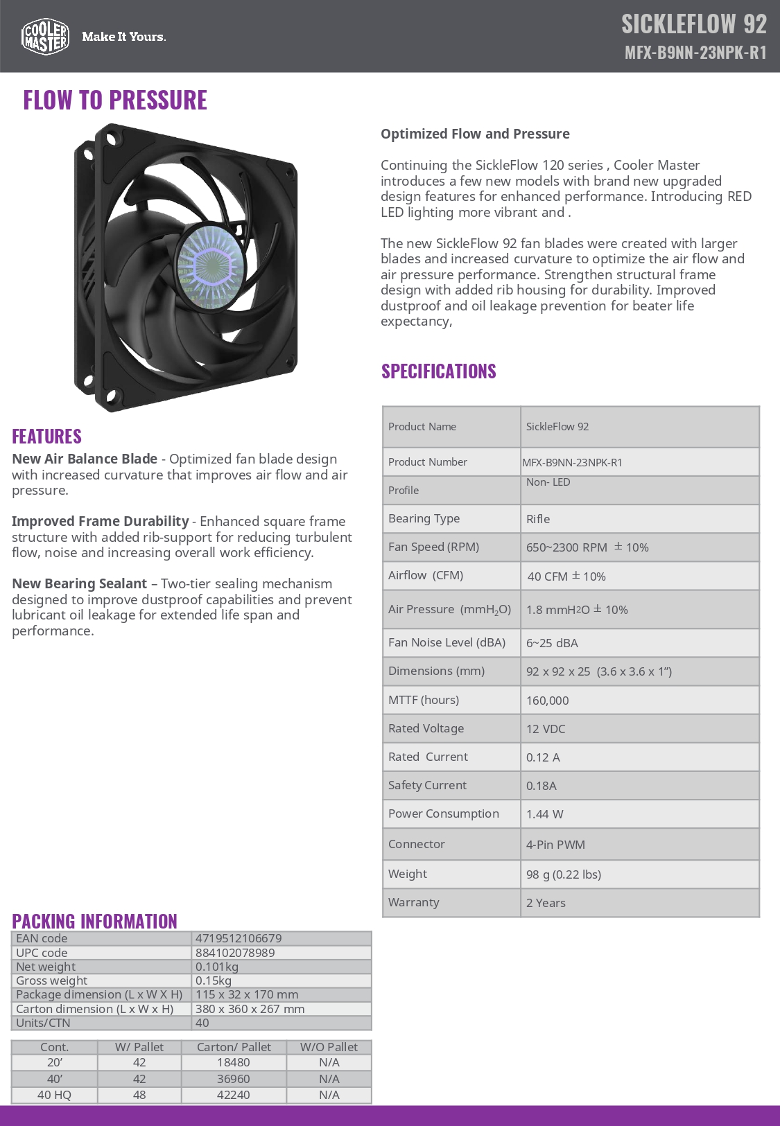 Cooler Master Sickleflow 92 Casing Fan - Black | Shopee Singapore