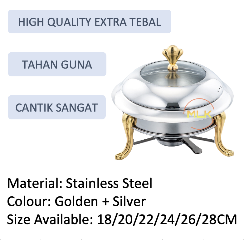 MLK Buffet Set Tray/ Stainless Steel Food/ Warmer Kenduri/ Buffet Tray ...