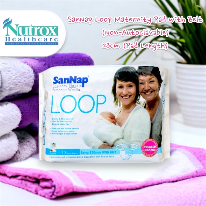 SanNap Loop Maternity Pad with Belt (Non-Autoclavable) 23cm Pad Length ...