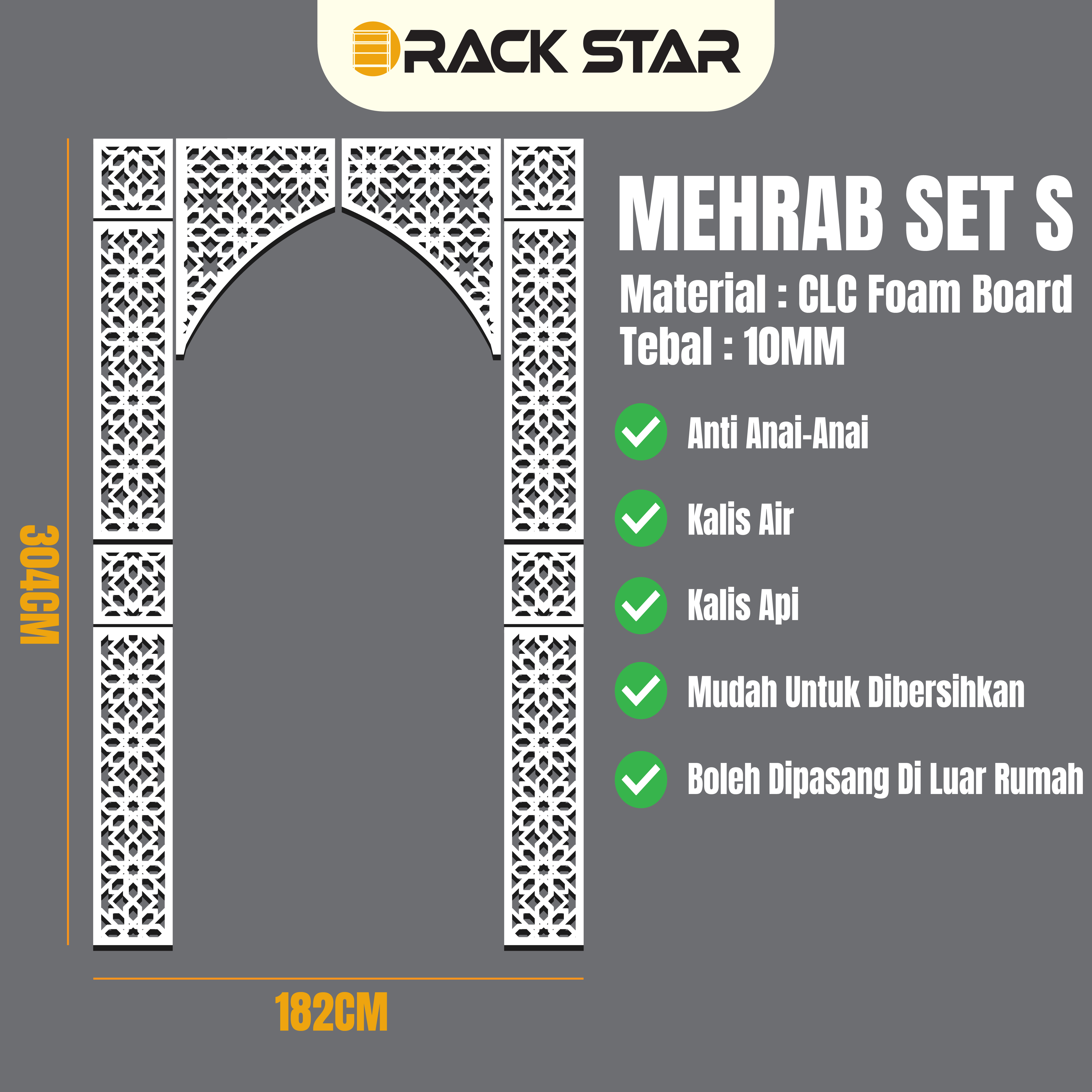 Home Surau 3D Musola CLC/6x10’kaki/ Bukan Sticker/ 10mm Panels / CLC ...
