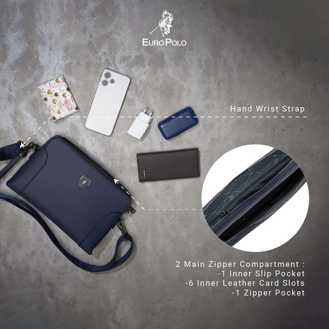 Euro Polo Men’s Sling Bag Dual Zipper Clutch Bag - EBA 40120 | Shopee ...