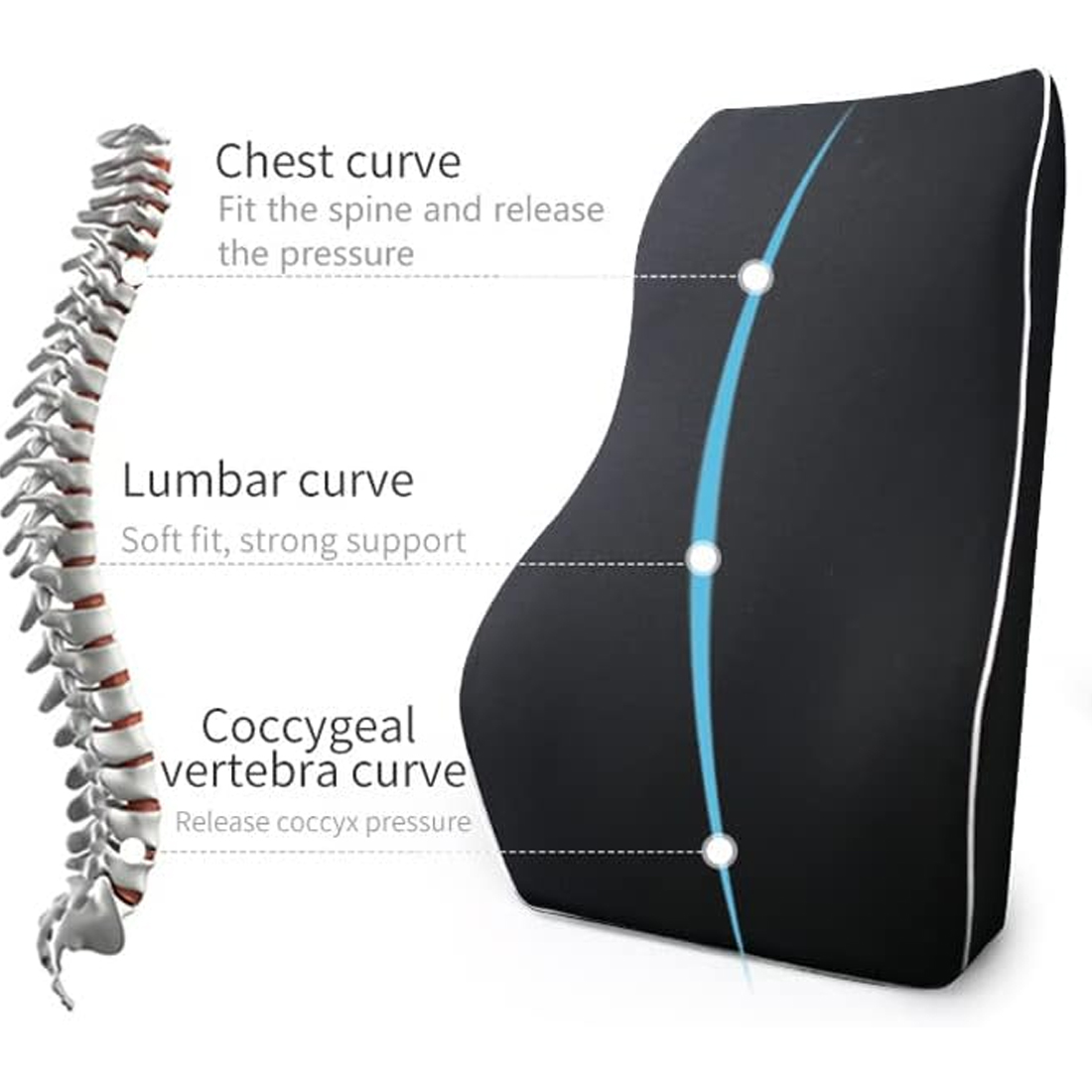 Lumbar Support Pillow for Office Chair Back Support Pillow, Memory Foam ...