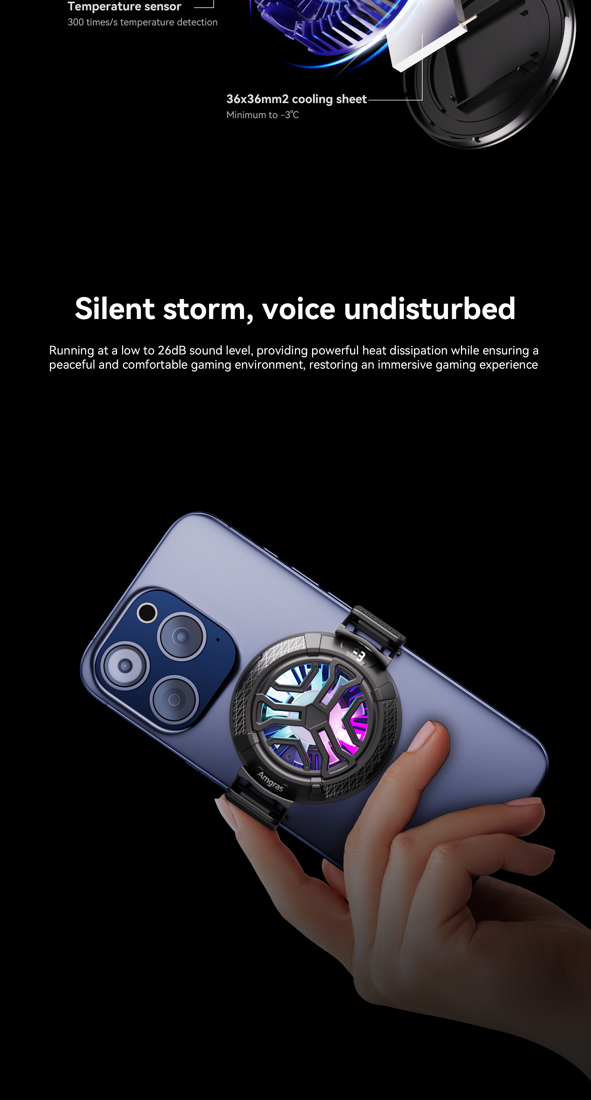 Amgras iceWorld Pro Phone Cooler gaming Mute Dissipate Fan Cooling ...