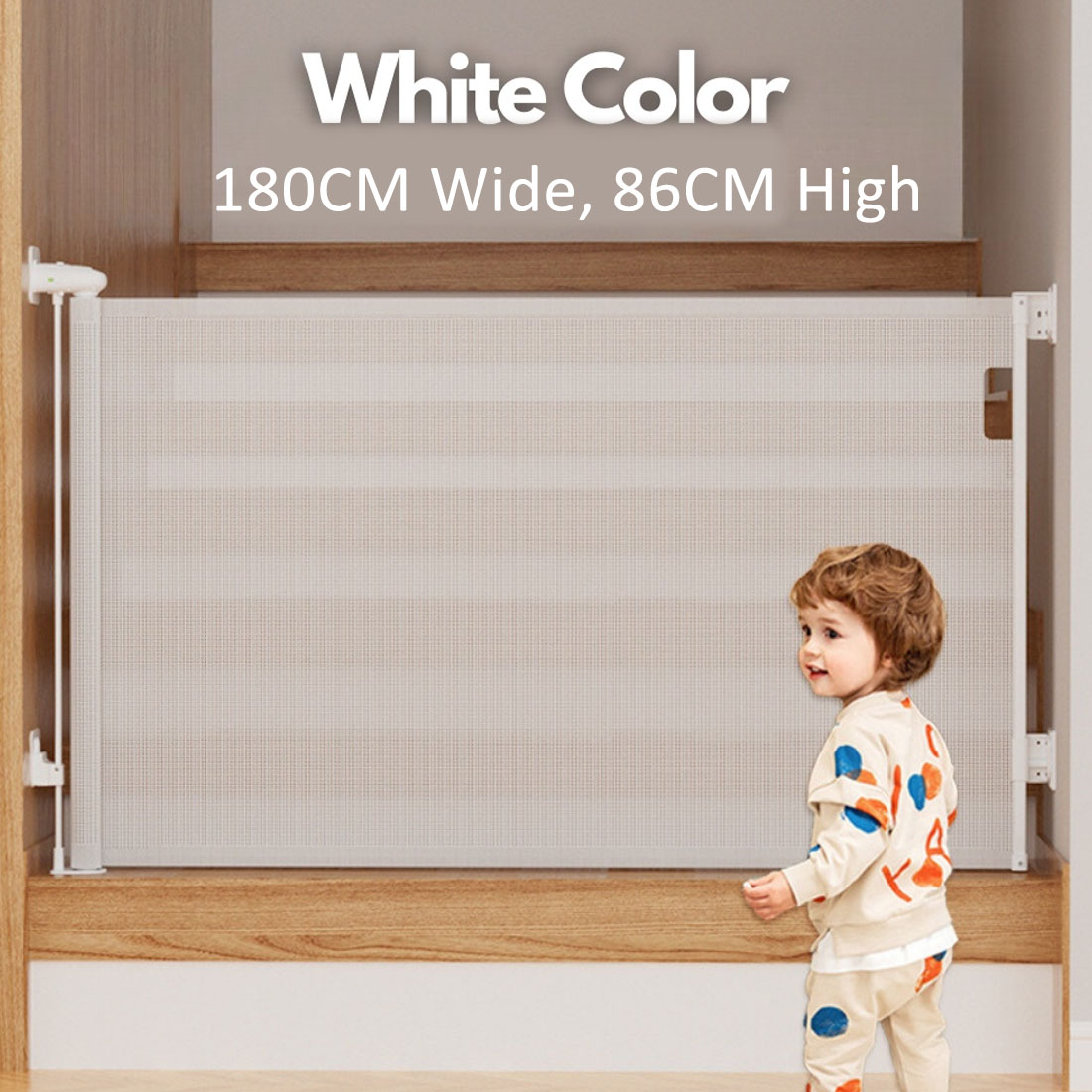180CM*86CM Retractable Baby Gate Child Barrier Mesh Safety Door for ...