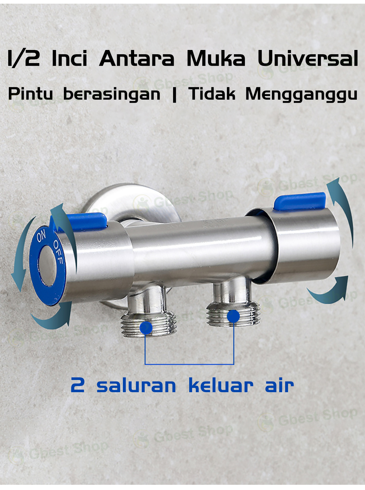 Stainless Steel Two way Angle Valve Kitchen Bathroom Toilet double head ...