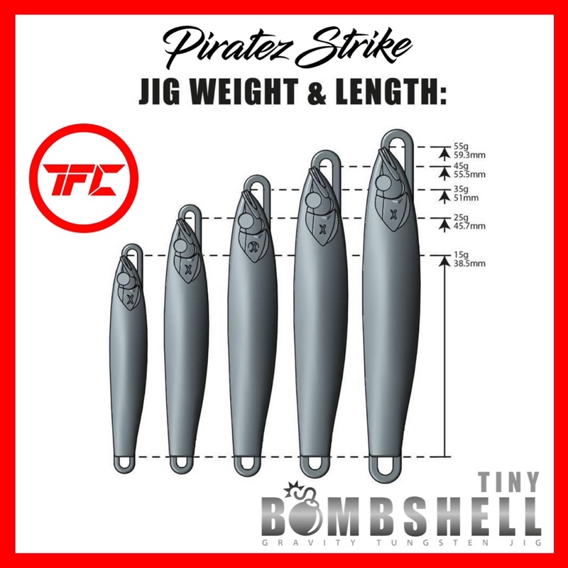 PIRATEZ STRIKE TINY BOMBSHELL Gravity Tungsten Jig Fast Sinking UV Glow ...