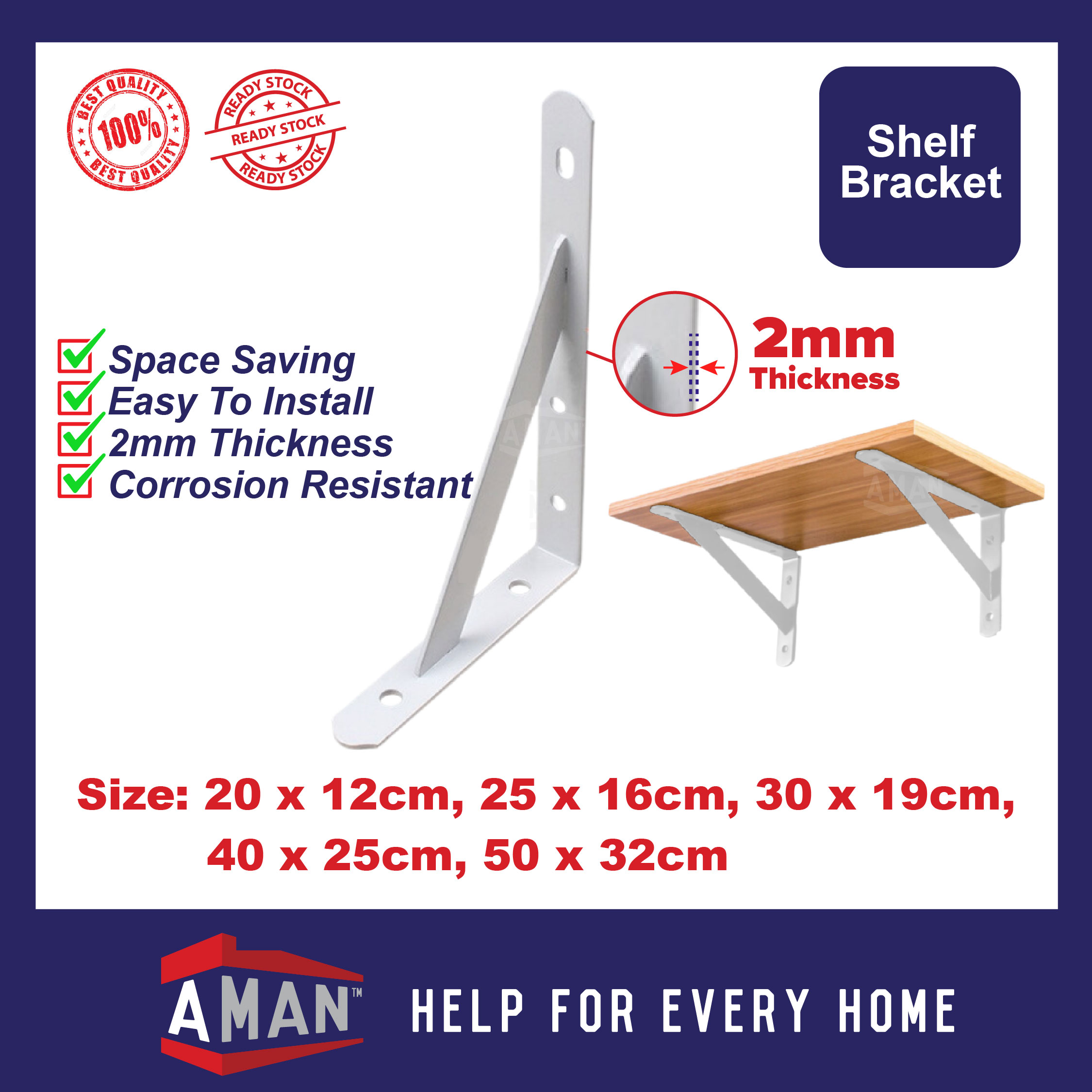 L Bracket White Coat Shelf Bracket Wall Shelf Shelving Wall Mount Rack ...